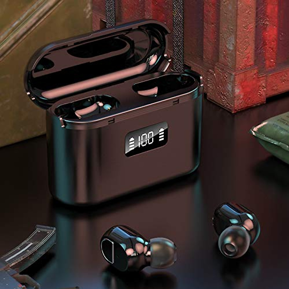 Heave True Wireless Earbuds,Touch Control Mini Bluetooth 5.1 Earphones Mini Portable Stereo Headsets in‑Ear Hands-Free with Charging Bo(IPX7 Waterproof) for Sports/Driving/Travel Yellow