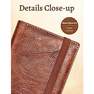 Yarnic Checkbook Cover for Personal Checkbook, Checkbook Holder with Pen Holder & Built-in Clear Plastic Divider for Duplicate Checks (Brown)