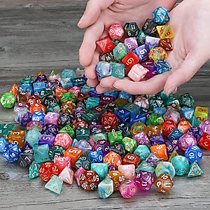 Surhugvy DND Dice Set, 25 X 7 (175 Pieces) Polyhedral D&D Dice Set Three-Color, Two-Color and Monochrome Dice for Dungeons and Dragons with 1 Black Bags
