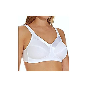 Fruit of the Loom Women's Seamed Soft Cup Wirefree Cotton Bra with Satin Trim, White, 36C