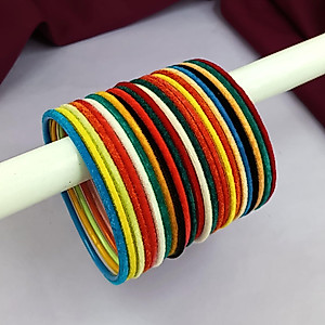Efulgenz Multicolor Velvet Bangles Indian Bangle Set Plain Velvet Bangles for Women Two Dozen Bangles Set Bollywood Bracelet Bangle Set Jewelry for Women