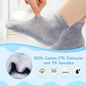 HYzgb Kids Socks with Grippers 5-6-7 Years Old 12 Pairs Non Slip Grips Cotton Crew Socks for Little Kids Boys 5T-6T-7T Birthday Gifts Seamless Black/White/Gray