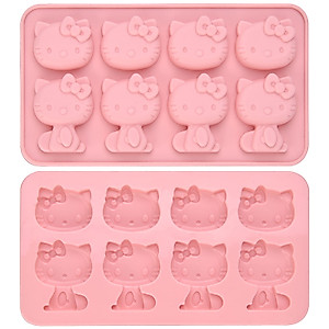 Hello Kitty Silicone molds,Small ice mold,Chocolate tray for Sugarcraft, Birthday Cake Decoration, Gum paste Icing, Candy Chocolate Cupcake Topper Decorating and DIY Baking Tools 8 Cups 2 pack