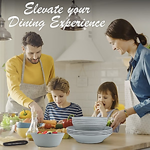 Wrova Wheat Straw Dinnerware Sets - 8 set Unbreakable Microwave Safe Dishes - Reusable Wheat Straw Plates and Bowls Sets for Kitchen - Kid’s Wheat Straw Bowls and Plate for Cereal, Soup (Light Grey)