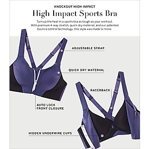 Victoria's Secret Knockout High Impact Front-Close Sports Bra with Underwire, Black, 36C