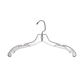 12 Pack - Heavy Weight 17" Clear Crystal Plastic Cloth Hangers - 12 Pack Suit or Coat Swivel Hook Hanger (Clear Hanger)