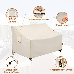 ZEJUN Outdoor Loveseat Cover Waterproof, 600D Patio Sofa Cover, 58" L x 28" D x 35" H, UV Resistant, Anti-fad, Dustproof Loveseat Couch Cover for Patio Furniture, Porch loveseat, Lawn Bench Chairs