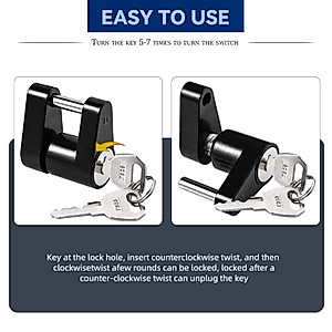 Trailer Hitch Coupler Lock, 1/4 "Diameter, 3/4" Span, Small Copper-plated Ball Cover Trailer Lock for Car, Tug, RV, Trucks (Black)