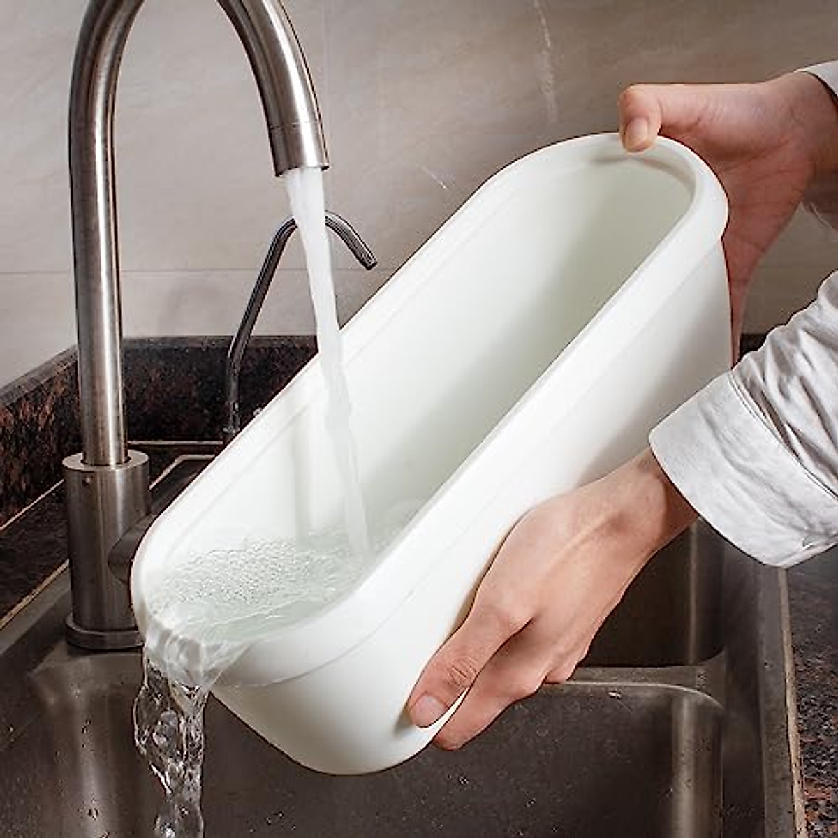 2 Quart Large Ice Cream Container with Lid and Stainless Steel Scoop, Double layer Freezer Storage Container Tub for sorbet and frozen yogurt or gelato, BPA FREE, Dishwasher Safe-Purple Lid