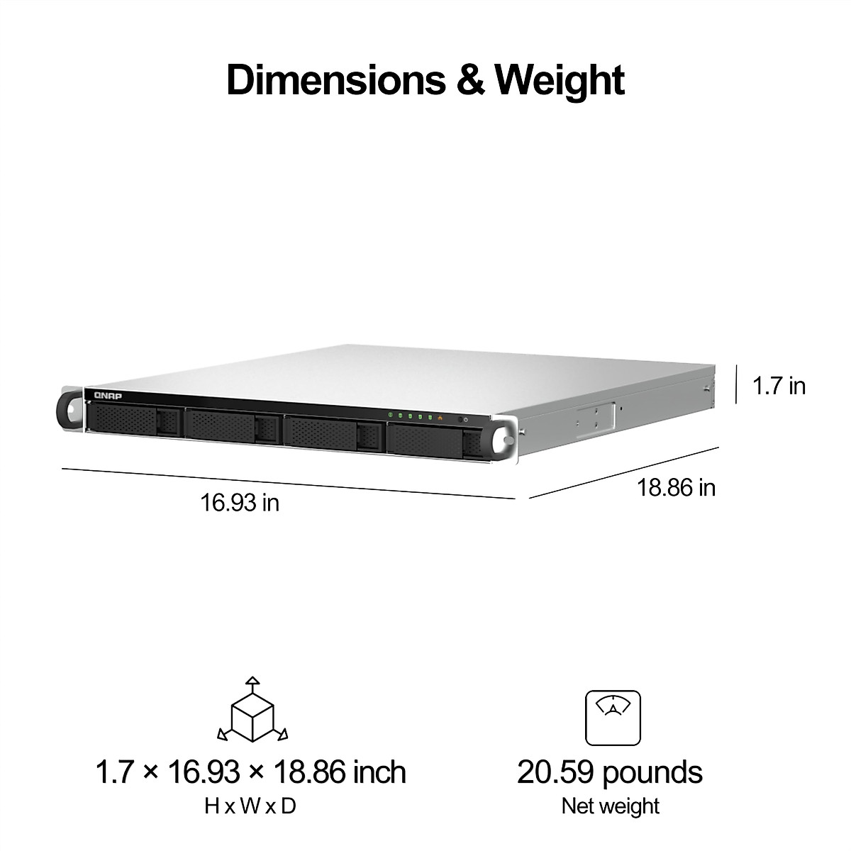QNAP TS-464U-RP-8G-US 4 Bay High-Speed Rackmount Dual-2.5GbE NAS Intel® Celeron® N5105/N5095 CPU, 8GB DDR4 Memory and 2.5GbE (2.5G/1G/100M) Network Connectivity (Diskless)