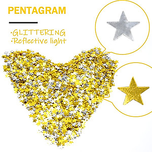 Ruidee 60g Star Confetti Metallic Foil Stars Table Confetti Metallic Foil Stars Sequin for Halloween Birthday Wedding Festival Party DIY(Gold/Silver)