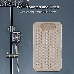 YCT Bathtub Mat Non Slip, Bath Mats for Tub, Shower Mat with Suction Cups Drainage Holes, Machine Washable, Foot Massage, Exfoliating, 27.5 x 14.2 inches, Beige