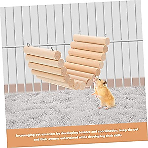 Ipetboom Toy for Mice Chews Cage Hanging Climbing Long Chinchilla Pig Ladder Suspension Multi-Function Pet Small Bridge Rat Sugar Parrot Animals Plaything Exercising Hamster Wooden Glider
