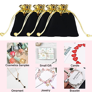 Shintop Velvet Jewelry Bags, 20pcs 3x4inch Velvet Pouches with Drawstrings Gift Bags for Wedding Party Favor Small Business (Black)