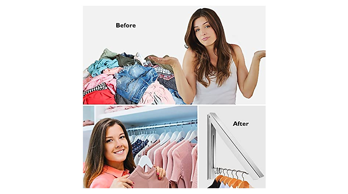 LIVEHITOP Wall Mounted Clothes Hanger - Space Saver