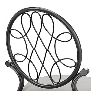 Hillsdale O'Malley Vanity Stool with Spiral Pattern Design, Metallic Gray