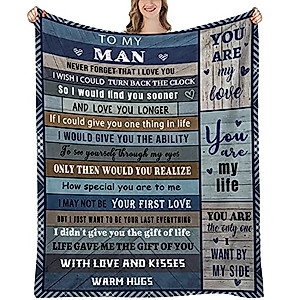 MQTMJBN Gifts for Boyfriend Husband Blanket Anniversary Birthday Gifts for Him Men, I Love You Gifts for Husband, Christmas Valentines Day Present for Man 50x60 inch…