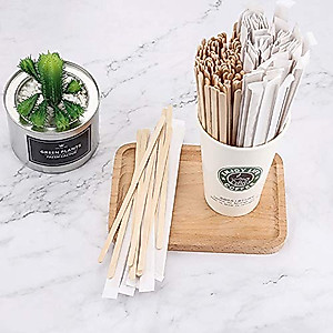 100 Pcs Coffee Stirrers,5.5Inch Natural Wooden Coffee Sticks,Use for Tea,Hot Drinks and Cold Drinks(Individually Wrapped)