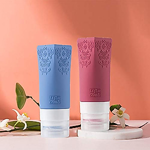 Cosmetic Travel Containers, Leakproof Silicone Travel Bottles Set, TSA Approved Travel Size Cosmetic Toiletries Containers Accessories Set for Shampoo Conditioner Facial Cleanser Cream