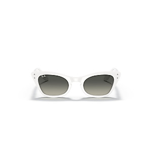 Ray-Ban Junior Girls' RJ9099S Miss Burbank Cat Eye Sunglasses, White/Grey Gradient, 45 mm