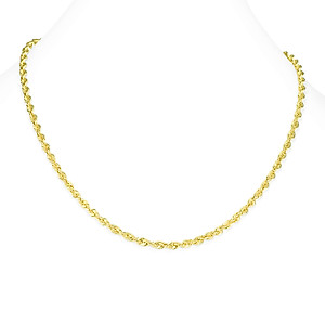 Nuragold 10k Yellow Gold 4mm Diamond Cut Rope Chain Lightweight Necklace, Mens Womens Jewelry 16" 18" 20" 22" 24" 26" 28" 30"