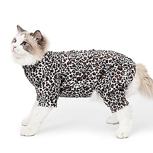 Harikaji Leopard Cat Pajamas, Doggy Kittens Jammies Onesie PJS, Dog Cat Shirt Stretchable Dog Jumpsuit Bodysuit L