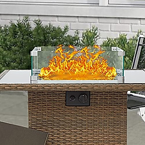 Kinsuite 14.5 Inch Fire Pit - Glass Wind Guard for Square or Rectangular Fire Table, Tempered Glass Flame Guard,Fire Table windscreen for Outdoor, Garden, Patio, Backyard