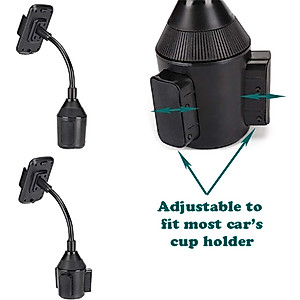 Fonus Car Cup Holder Goose Neck Mount compatible with iPhone X XR XS Max, 6 7 8 Plus - Samsung Galaxy S6 S7 S8 S9 Plus S10, Note 8 9 - LG G6 G7 ThinQ V35 V40 - Google Pixel 2 3 XL - All Smartphones