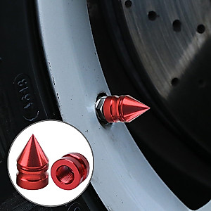 Osilly Car Tire Valve Caps, 8 Pack Spike Aluminium Alloy Auto Air Pressure Stem Caps, Universal Dust-Proof Car Tire Valve Trim Accessories, Fit for Cars, Trucks, SUVs and Motorcycles (Red)