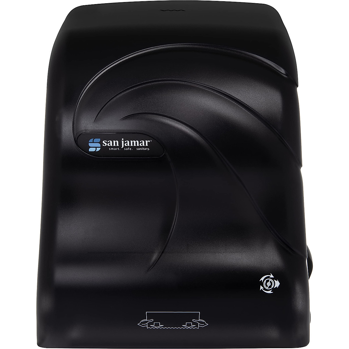 San Jamar Oceans Mechanical Towel Dispenser with Wall Mount for Public Restrooms, No Batteries Required, Translucent Black Impact-Resistant lastic