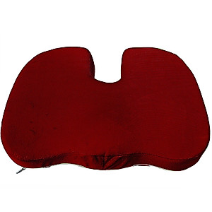 Bookishbunny Set of 2: Seat Cushion Coccyx Orthopedic Memory Foam Lumbar Support Pillow for Sciatica Pain Relief and Lower Back Pain Relief (Burgundy)