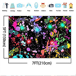 Avezano Neon Glow in The Dark Backdrop Paint Splatter Graffiti Glow Party 80s 90s Themed Birthday Background Colorful Neon Party Birthday Backdrops Photo Studio Props (7x5)