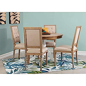 Riverbay Furniture Wood Pedestal Dining Table in Natural Brown and White