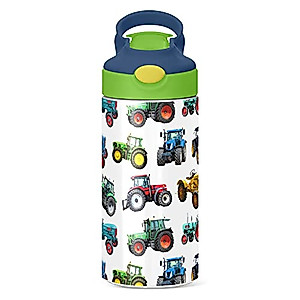 Stainless Steel Water Bottle for kids- 12 Ounce Stainless Steel Vacuum Insulated Water Bottle for Kids children,Double Wall Vacuum Insulated Bottles (Tractor-1)