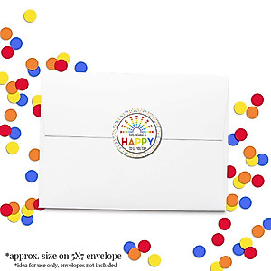 Happy Rainbow Heart Themed Thank You Customer Appreciation Sticker Labels for Small Businesses, 60 1.5" Circle Stickers by AmandaCreation, Great for Envelopes, Postcards, Direct Mail, & More!