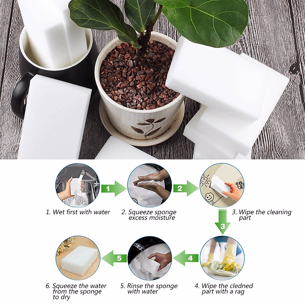 CertBuy 50 Pack Extra Thick Magic Sponge Eraser Cleaning Melamine Foam Eraser Sponge Magic Cleaning Pads for Kitchen, Bathroom, Furniture, Leather, Car Cleaning Tool - 100x70x30mm