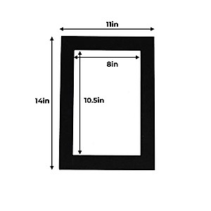11x14 Mat for 8.5x11 Photo - Precut Black with Black Core Picture Matboard for Frames Measuring 11 x 14 Inches - Bevel Cut Matte to Display Art Measuring 8.5 x 11 Inches - Acid Free ONE MAT
