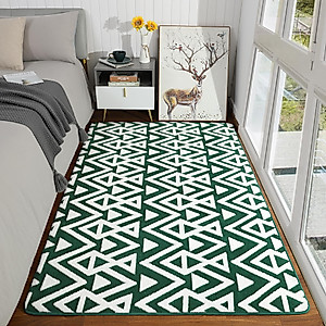 OHWPEAT Shaggy Area Rugs Cozy Soft Memory Foam Carpets, 4x6 FT Fluffy Rug for Living Room Bedroom Kids Room Nursery Home Decor, Washable Rugs, Non-Slip Backing Green White Boys Girls Kids Rug