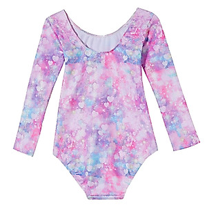 Domusgo Toddlers Girls Gymnastics Leotards Size 2t 3t Long Sleeve Sparkly Rainbow Love Heart Outfits