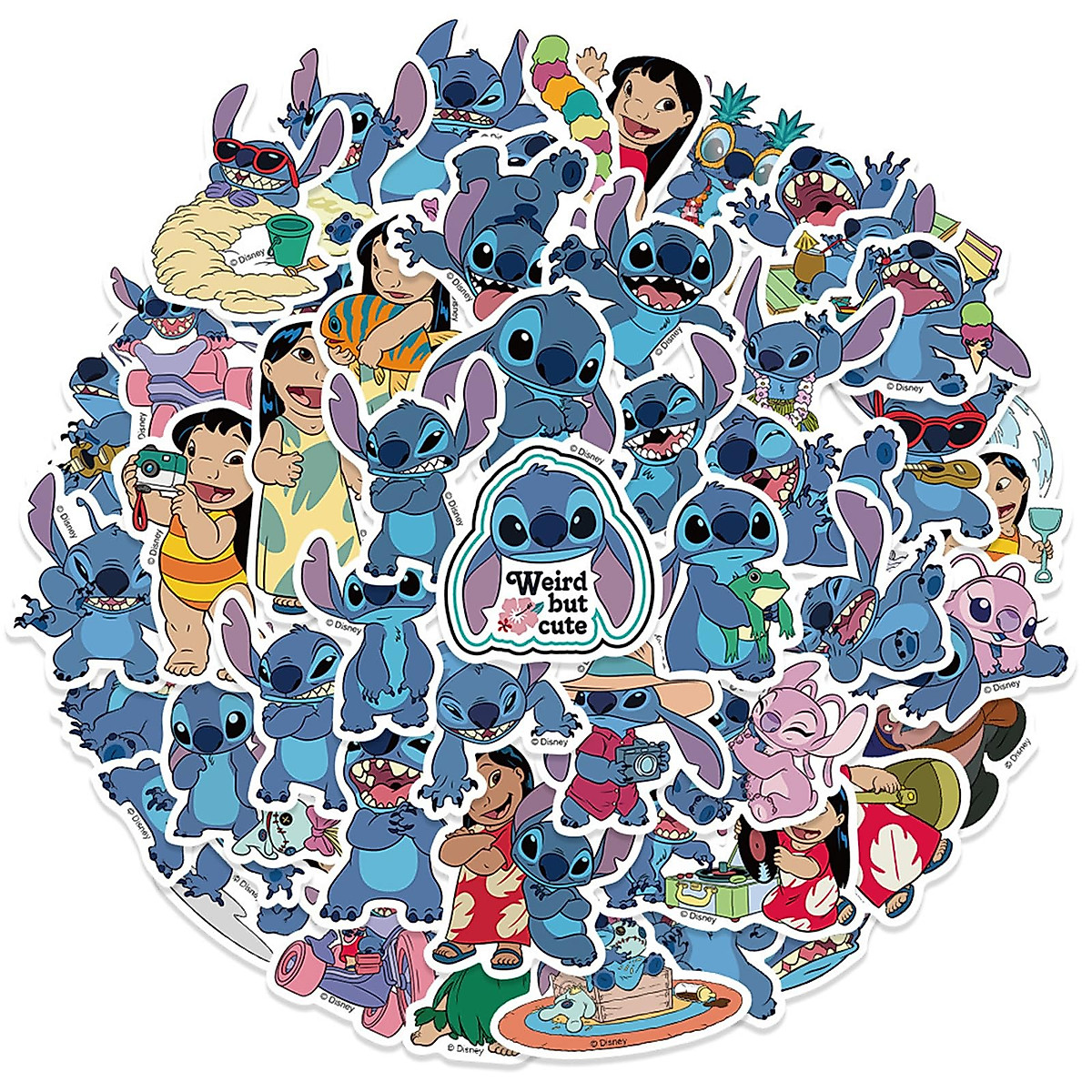 Disney Stitch Stickers Waterproof Vinyl Scrapbook Stickers Car Motorcycle Bicycle Luggage Decal 50pcs Pack (Stitch)