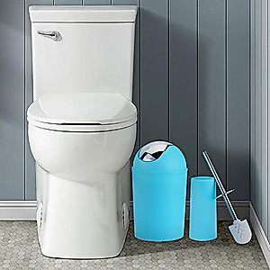 Bathroom Set Blue Bathroom Accessories Set 6 Pcs Plastic Bathroom Sets with Toothbrush Cup Toothbrush and Toothpaste Holder Soap Lotion Dispenser Rubbish Bin Toilet Brush with Holder Blue