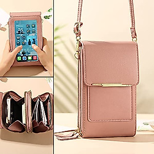 Cute and Stylish Mobile Phone Case Bag, Small Crossbody Cell Phone Purse for Women, Mini Messenger Shoulder Handbag Wallet (Red)