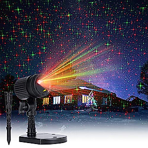 Christmas LED Projector Lights Outdoor - Red & Green Starry Projection Light 3 Working Modes Waterproof Plug in Mountable for Holiday House Indoor Outdoor Party New Year Decoration