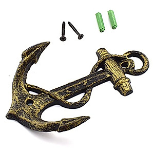 Nautical Anchor Cast Iron Hooks Antique Rustic Vintage Decorative Metal Wall Hooks Scarf Towel Keys Coat Bags Hat Hooks for Home, Garage,Living Room,Bathroom,Kitchen, Garden & Office etc