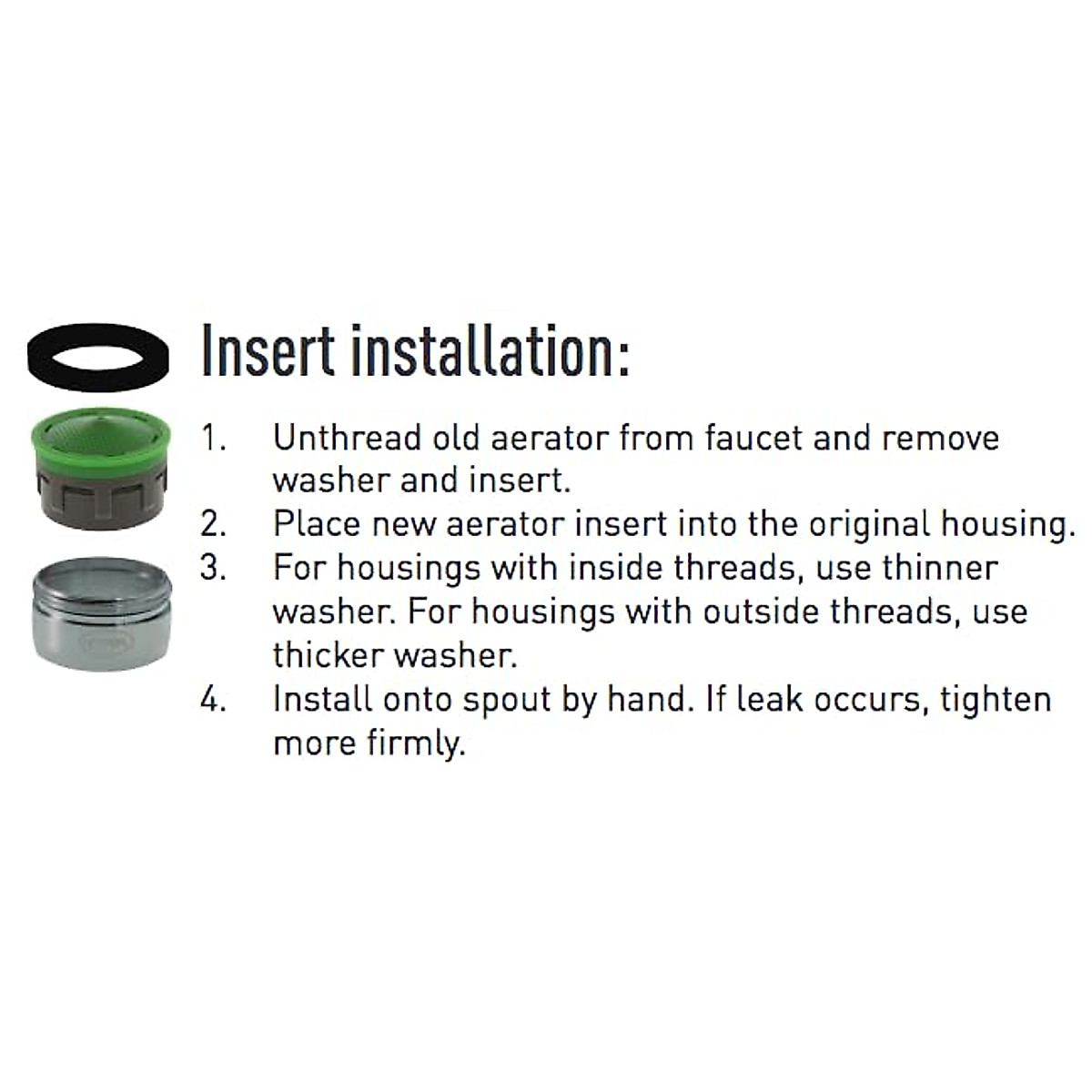 Flow Options Aerator Kit Faucet Inserts 1.2 GPM - 1.8 PCA Water-Saving Replacement Restrictors - 5 Pack Install Wrench Kithen Bathroom Aerated Stream Parts Set (Tom Thumb Size)