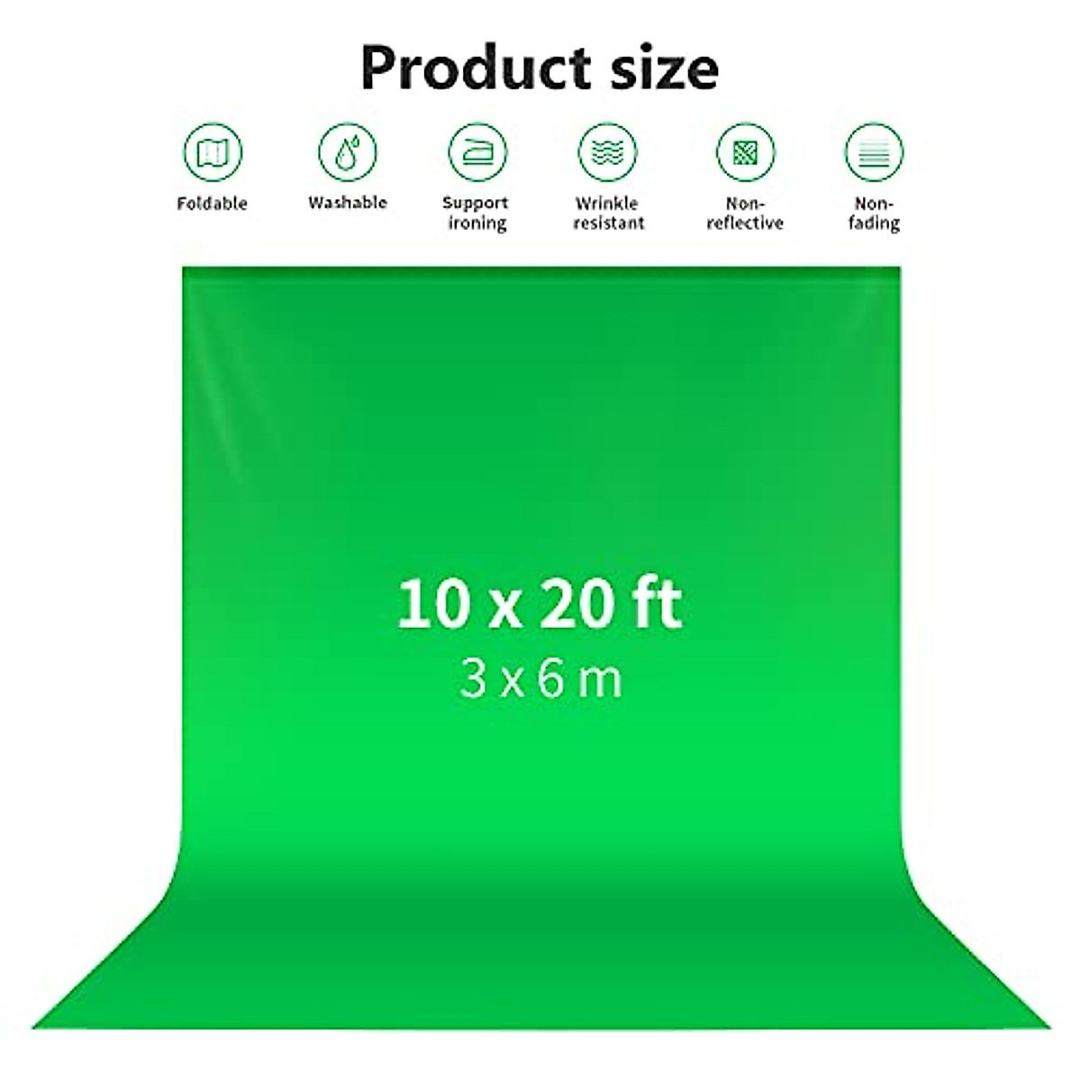Neewer 10x20 ft/3x6 Meters Photography Backdrop Background, Green Chromakey Muslin Background Screen for Photo Video Studio, Zoom, YouTube, Gaming (Background Only)
