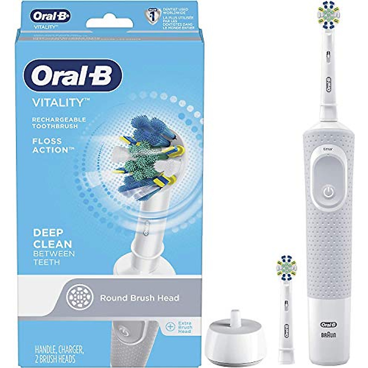 Oral-b Vitality Floss Action Rechargeable Power Toothbrush, Blue and White