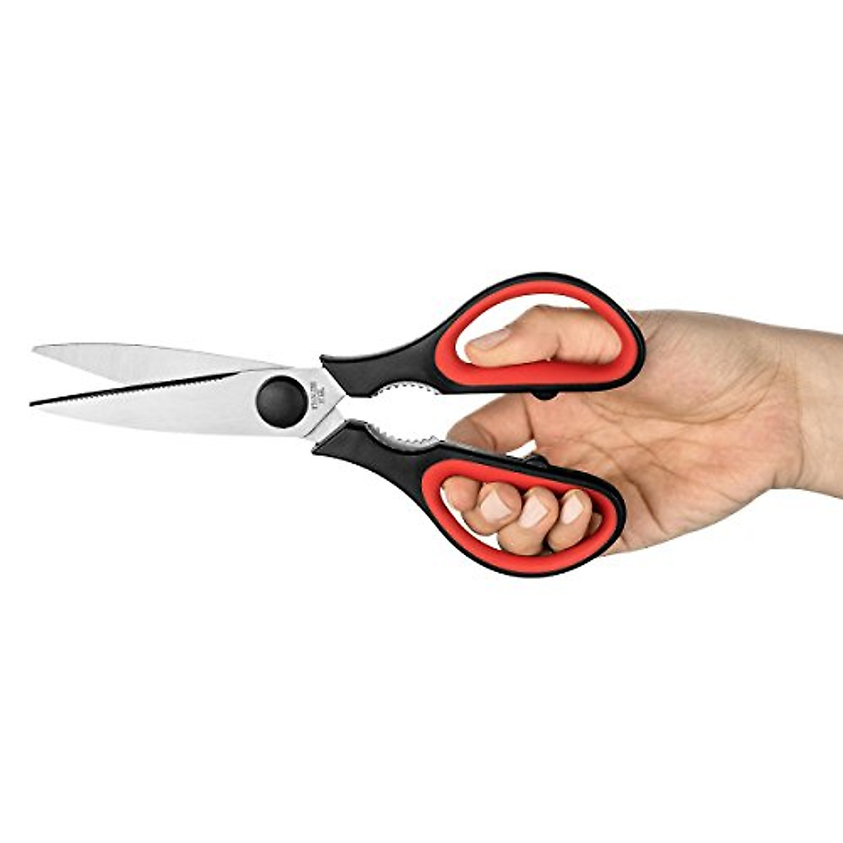 Ultra Sharp Kitchen Cooking Scissors, Heavy Duty, Serrated Stainless Steel Shears, Set of 2, Protective Cap, Dishwasher Safe