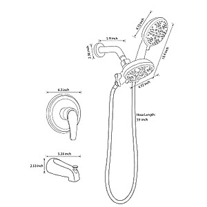 Shower Tub Kit Dual Shower System with Tub Spout Tub and Shower Faucet Set Complete Dual Shower Head and Handheld Combo Set Tub and Shower Trim Kit Brushed Nickel 88056BN