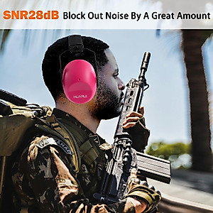 HUARUI Noise Cancelling Ear Muffs, Ear Protection Safety Earmuffs for Shooting, Noise Reduction for Adults Kids Autism Hearing Protection (Pink)